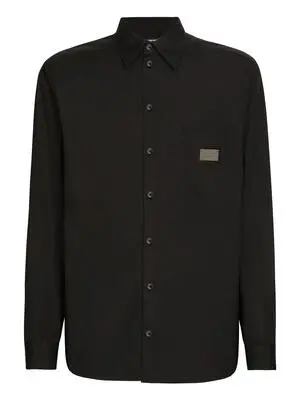 Dolce & Gabbana Cotton Martini-fit Shirt With Branded Tag - Black