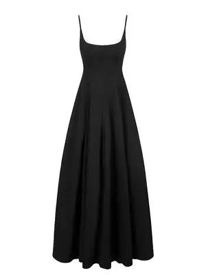 Staud Joy Cotton-blend Scoopneck Maxi Dress - Black