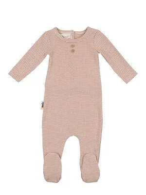 MANIÈRE Button Stripe Footie - Taupe