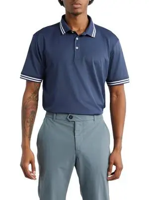 SWANNIES Thatcher Tipped Performance Polo - Navy