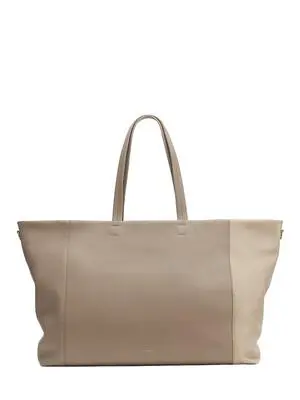 Cuyana Leather Overnighter Bag Stone/pebble