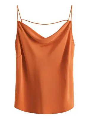 Cuyana Silk Cowl Cami Top - Burnt Orange