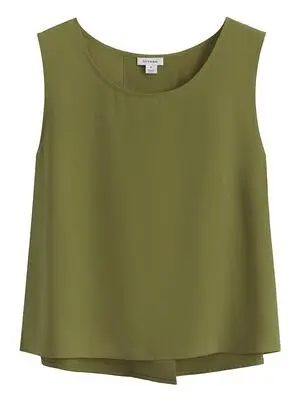 Cuyana Cropped Overlay Tank Top - Moss
