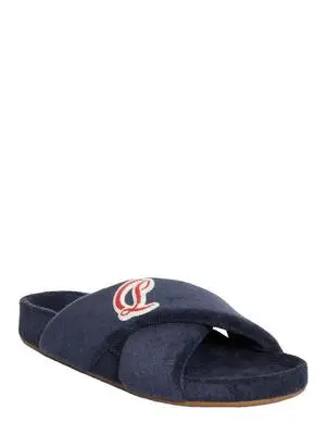 CHRISTIAN LOUBOUTIN Bizzu Logo Patch Slide Sandal - Marine