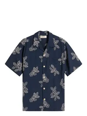 FORET Leo Embroidery Vacation Shirt - Navy