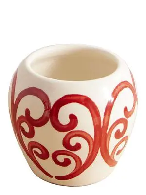Themis Z The Peacock Cycladic Printed Ceramic Vase - Red