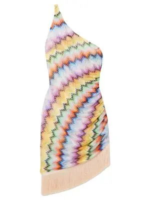 Missoni One-shoulder Fringed Mini Dress - Multi