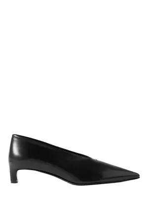 JIL SANDER Glossed-leather Kitten Heel Pumps - Black