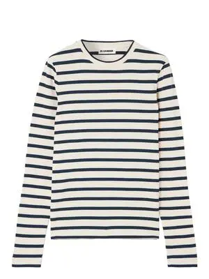 JIL SANDER Striped Cotton-jersey T-shirt - Cream