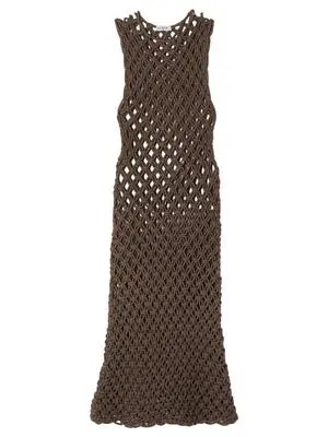 Alaïa Macramé Cotton-blend Midi Dress - Brown