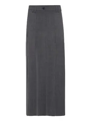 Brunello Cucinelli Long Pleated Skirt - Anthracite