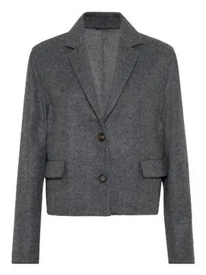 Brunello Cucinelli Hand-crafted Cropped Blazer - Lead