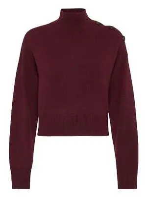 Brunello Cucinelli Cropped Turtleneck Cashmere Sweater - Amaranth