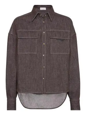 Brunello Cucinelli Sparkling No-fade Denim Shirt - Cocoa
