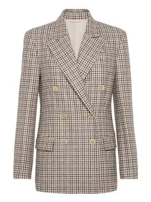 Brunello Cucinelli Flannel Blazer With Monili Detail - Beige