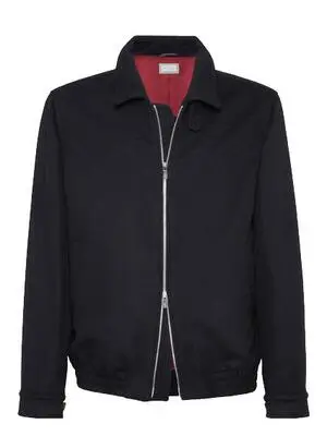 Brunello Cucinelli Wool Flannel Bomber Jacket - Black