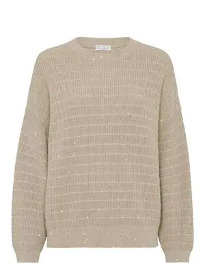 Brunello Cucinelli Cotton Diamond Yarn Sweater - Warm Beige