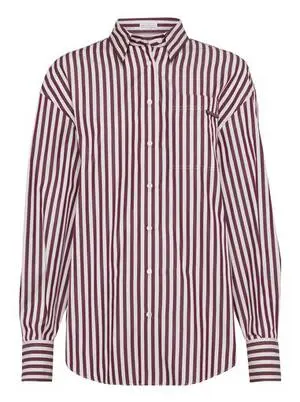 Brunello Cucinelli Striped Poplin Shirt - Amaranth