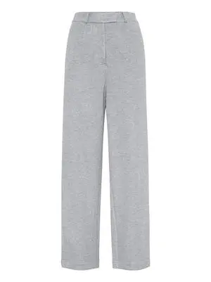Brunello Cucinelli Sparkling Piqué Trousers - Silver