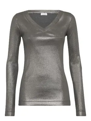 Brunello Cucinelli Sparkling Jersey T-shirt - Anthracite