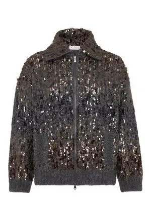 Brunello Cucinelli Embroidered Cardigan - Lead