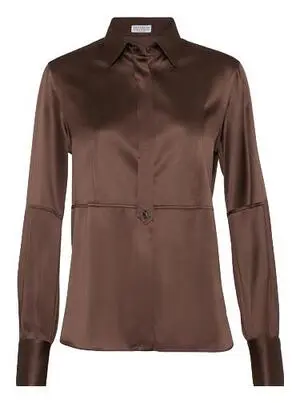 Brunello Cucinelli Satin Shirt - Cocoa