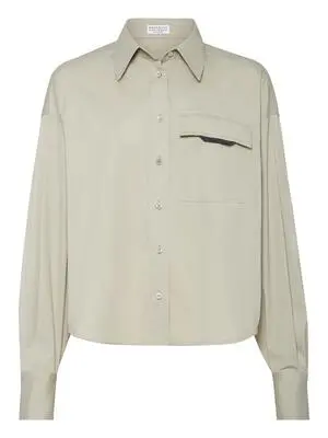 Brunello Cucinelli Stretch Poplin Shirt - Cool Beige