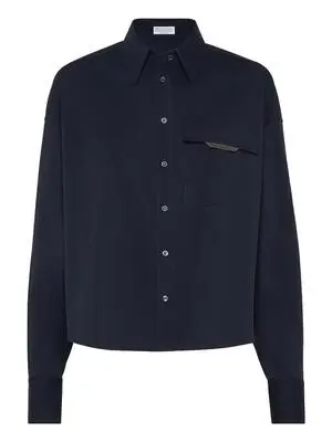 Brunello Cucinelli Stretch Poplin Shirt Night
