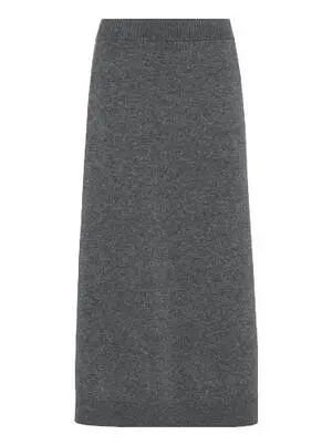 Brunello Cucinelli Double Knit Midi Skirt - Lead
