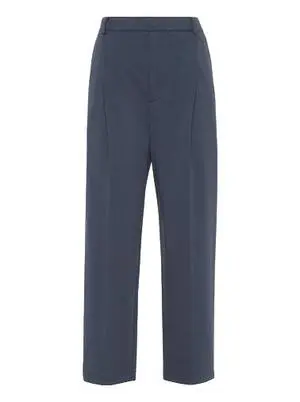 Brunello Cucinelli Cropped French Terry Trousers - Navy Blue