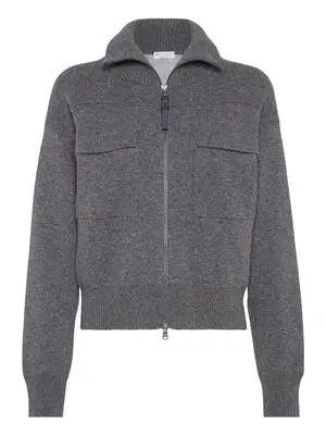 Brunello Cucinelli Double-knit Cashmere Cardigan - Lead