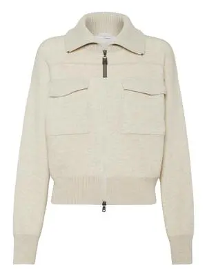 Brunello Cucinelli Double-knit Cashmere Cardigan - Oat