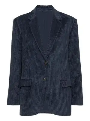Brunello Cucinelli Corduroy Viscose Blazer - Navy Blue