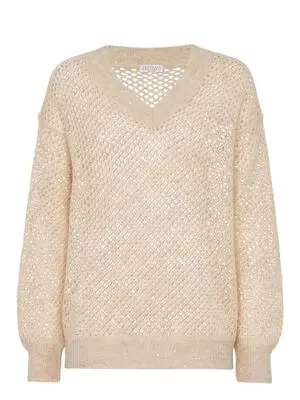 Brunello Cucinelli Mesh Knit Sweater - Warm Beige