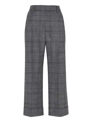 Brunello Cucinelli Prince Of Wales Pattern Trousers - Grey