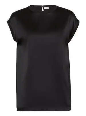 Brunello Cucinelli Stretch Silk Satin T-shirt - Black