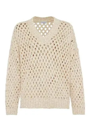 Brunello Cucinelli Net-knitted Sweater - Oat
