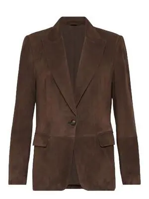 Brunello Cucinelli Suede Blazer - Rust Brown