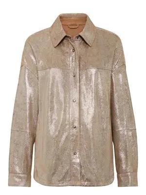 Brunello Cucinelli Lamé Nappa Shirt - Silver