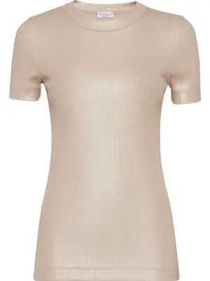 Brunello Cucinelli Sparkling Jersey T-shirt - Sand