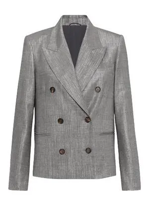 Brunello Cucinelli Sparkling Twill Blazer - Silver
