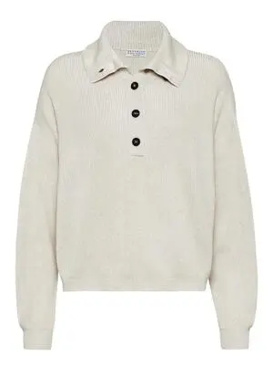 Brunello Cucinelli Vanisé Knit Polo Shirt - Cool Beige