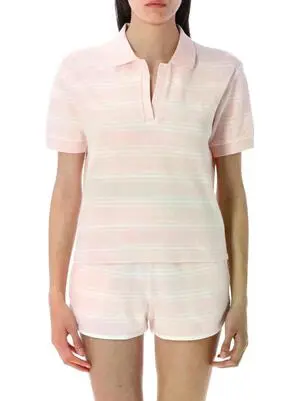 SPORTY & RICH Striped Short Sleeve Top - Pink