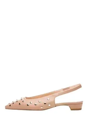 POCHE PARIS Stud-embellished Slingback Pumps - Neutrals