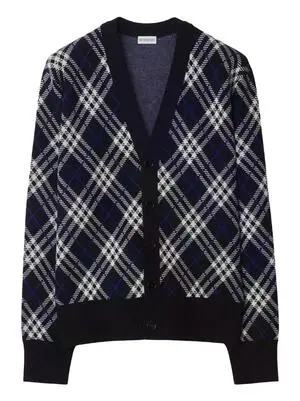Burberry Check-pattern Cardigan - Blue