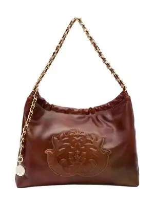 ISLA Embossed Shoulder Bag With Chain Strap - Brown