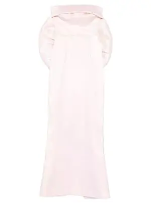 SILK LOVE & LACE Off-shoulder Puff-sleeve Gown - Pink