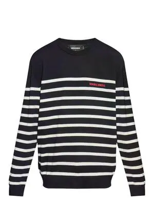 Dsquared2 Striped Sweater With Logo Detail - Blue