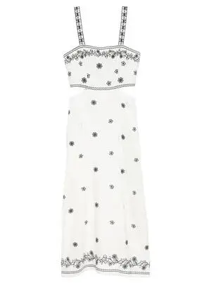 Maje Embroidered Cut-out Maxi Dress - White