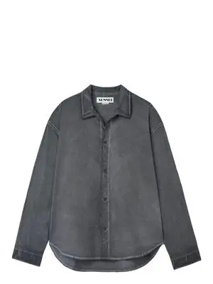 Sunnei Washed-effect Button-up Shirt - Grey